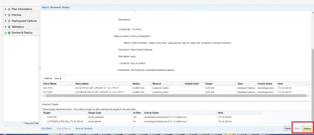 Apply database patch from OEM cloud control DBACLASS